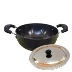 Buy Generic Black Aluminium Round Kadai Cook Pot With Lid 3.6 L Online ...