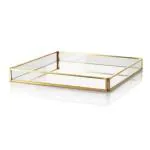 Buy HOME STYLE DECORE Square Glass Tray Mirror Base with Gold Rim for ...