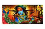 Buy Divinedesigns Multicolor Vinyl Abstract Art Of Krishna Ji Sticker ...