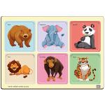 Mini Leaves Multicolor Wood Safari Animals Jigsaw Puzzle 24 months ...