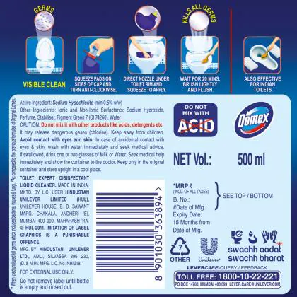 Domex Original Disinfectant Toilet Expert Cleaner 500 ml - JioMart