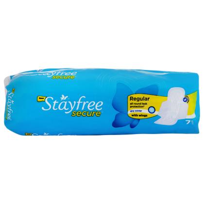 Stayfree Secure Dry Cover Sanitary Napkin with Wings (Regular) 7 pads ...