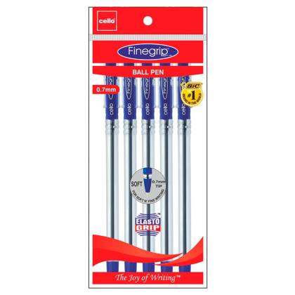 Cello 0.7 mm Fine Grip Blue Ballpoint Pen (Pack of 5) - JioMart