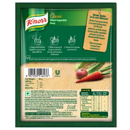 Knorr Classic Mixed Vegetable Instant Soup 45 g - JioMart