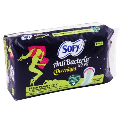 Sofy AntiBacteria Overnight Sanitary Napkin with Wings (XXL) 5 pads ...