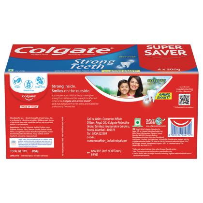 Colgate Strong Teeth Dental Cream Toothpaste 200 g (Pack of 4) - JioMart