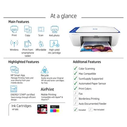 HP DeskJet 2676 Inkjet Multifunction Colour Wi-Fi Printer - JioMart