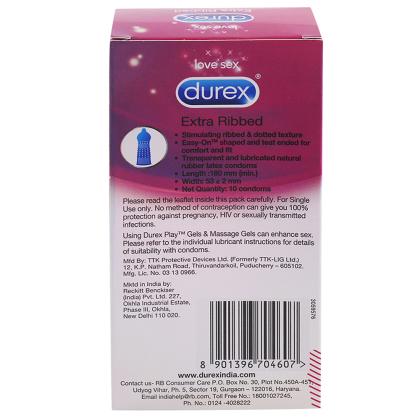 Durex Extra Ribbed Condoms 10 pcs - JioMart