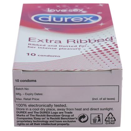 Durex Extra Ribbed Condoms 10 pcs - JioMart