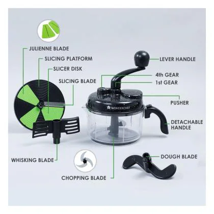 Wonderchef Turbo Dual Speed Food Processor with Non-slip Base (Black ...