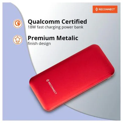 Reconnect 10000 mAh Power Bank with 18 Watts Fast Charging, Red - JioMart