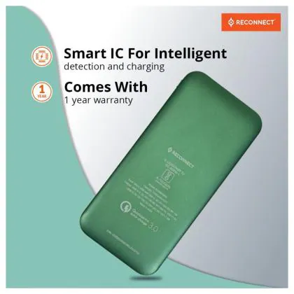 Reconnect 10000 mAh Power Bank with 18 Watts Fast Charging, Green - JioMart