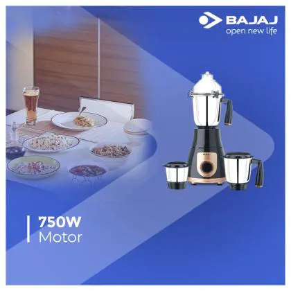 Bajaj GX-3701 750-watt Mixer Grinder with with Nutri-Pro Feature, 3 ...