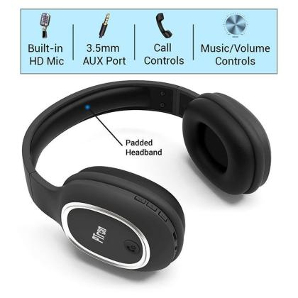 pTron Studio Over the Ear Wireless Headphone with Deep Bass, 12 Hours ...
