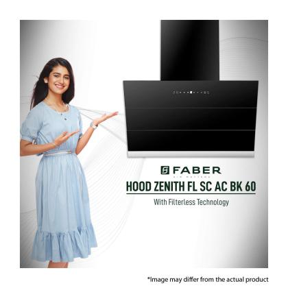 Faber Zenith FL SC AC BK 60 cms,Kitchen Hood With Autoclean Technology ...
