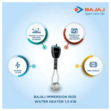Bajaj 1000 watt Instant Immersion Water Heater, Black - JioMart