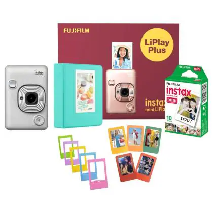 Fujifilm Instax Mini Liplay Plus Point & Shoot Camera, Stone White ...