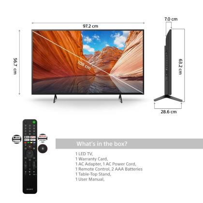 Sony Bravia 108 cm (43 Inch) 4K Ultra HD Smart LED Google TV 43X80J ...