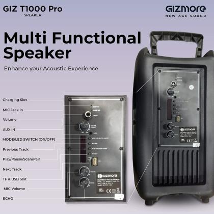 Gizmore Wheelz GIZ-T1000 Pro Portable Party Speaker With Wireless Mic ...