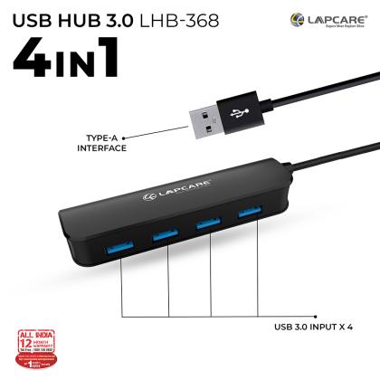 Lapcare LHB-368 4 Ports USB Hub, Black - JioMart