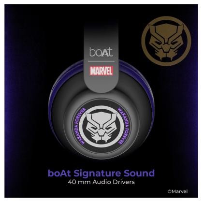 boAt Marvel Edition Rockerz 450 Black Panther On-Ear Wireless Bluetooth ...