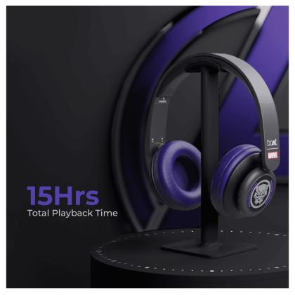 boAt Marvel Edition Rockerz 450 Black Panther On-Ear Wireless Bluetooth ...