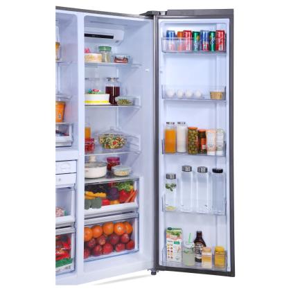 Haier 630 liters Side-by-Side Refrigerator, Inox Steel HRT-683IS - JioMart