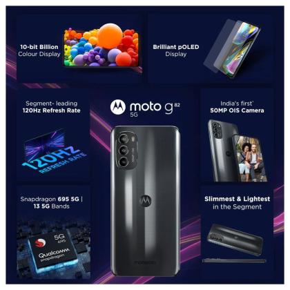 Motorola G82 5G 128GB, 8GB RAM, Meteorite Gray, Mobile Phone - JioMart
