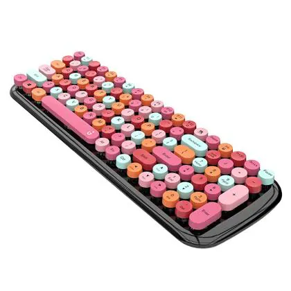 iGear KeyBee Retro 2.4GHz Wireless Keyboard and Mouse Combo, Pink - JioMart