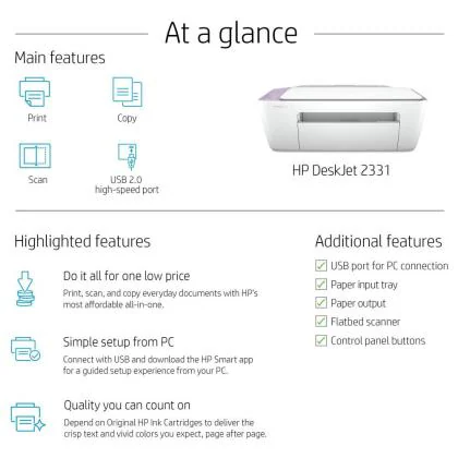 HP Deskjet 2331 All-in-One inkjet Colour USB Printer for Home and ...