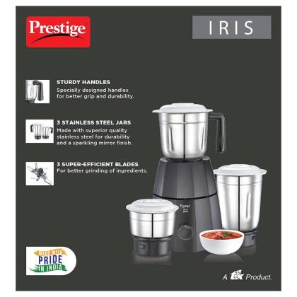 Prestige Iris 550 Watts Mixer Grinder with 3 Jar (Black) - JioMart