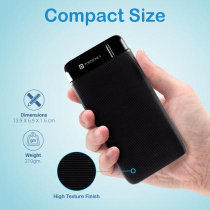 Portronics 10000 mAh Power Bank, Power Pro, Black - JioMart