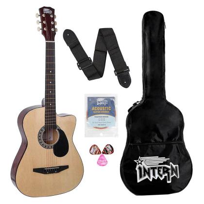 Intern INT-38C Acoustic Guitar, Natural - JioMart