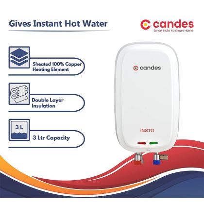 Candes 3 litres Instant Water Geyser (Insto, White) - JioMart