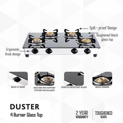 Greenchef Duster Glass Top Cooktop Hob with 4 Burners - JioMart