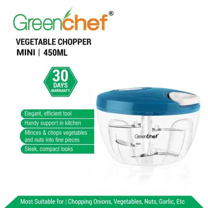 Greenchef 450 ml Handy Vegetable Mini Chopper with 3 Stainless Steel ...