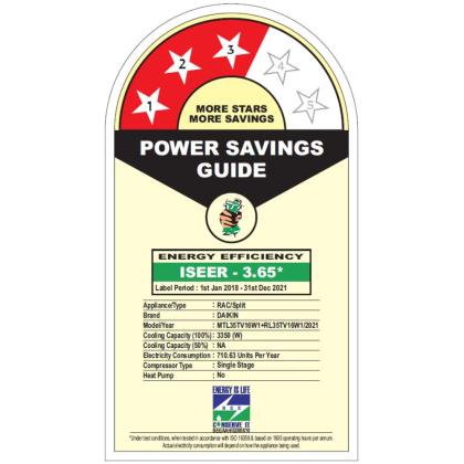 DAIKIN MTL35TV 1 Ton 3 Star Split AC (Copper condenser, Coanda Airflow ...