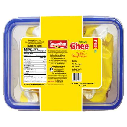 Gowardhan Cow Ghee 1 L (Pack of 2) Pouch With Lock & Seal Container ...
