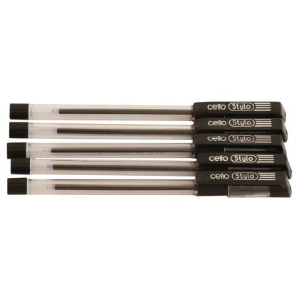 Cello 0.7 mm Stylo Black Ballpoint Pen (Pack of 5) - JioMart