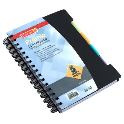 Camlin Premio Spiral Bind Single Line 5 Subject Notebook (300 pgs ...