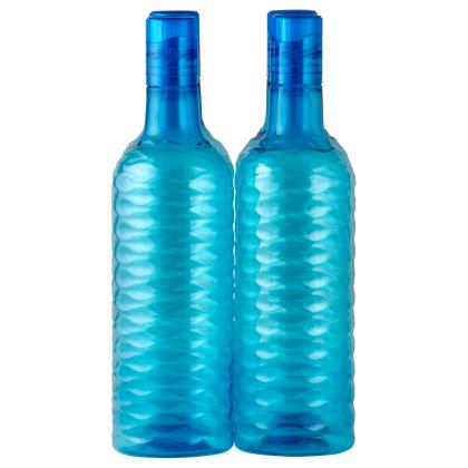 Home One Wave Blue Plastic Water Bottle (set of 4) - JioMart