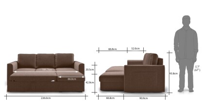 Urban Ladder Kowloon Sectional Sofa Cum Bed With Storage (Colour ...