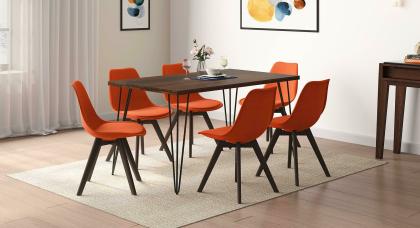 Urban Ladder Dyson Solid Wood 6 Seater Dining Table (Finish : Mango ...