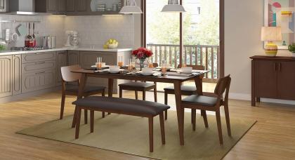 Urban Ladder Lawson 4 Seater Dining Table (Finish : Walnut) - JioMart