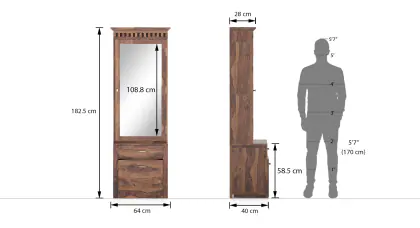 Urban Ladder Fidora Dressing Table With Stool (Finish : Teak) - JioMart