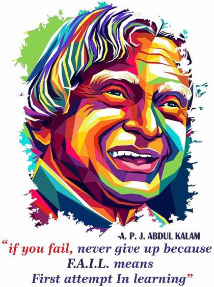CVANU Indian Scientist Dr A.P.J. Abdul Kalam Motivational Quote Wall ...