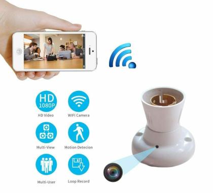 Asleesha WIFI Bulb Holder Camera Audio Video Recorder Watch Live 24 ...