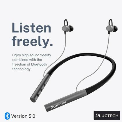 Plugtech GoNeck Pro 100 Wireless Earphones. Bluetooth Earphones, Powerful Bass, HD Sound, Upto ...