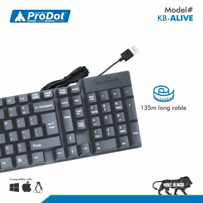 ProDot Standard Keyboard KB-Alive USB having 104 Keys - JioMart
