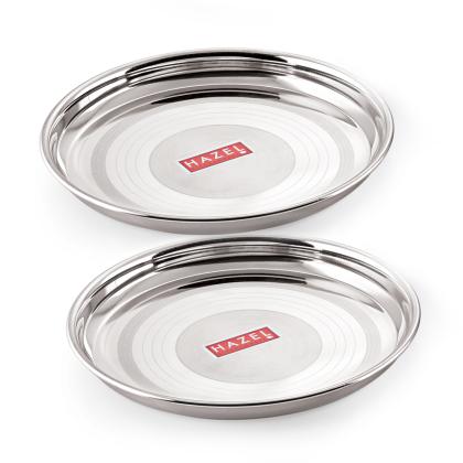 HAZEL Stainless Steel Plate Set For Dinner Launch | Designer Steel ...